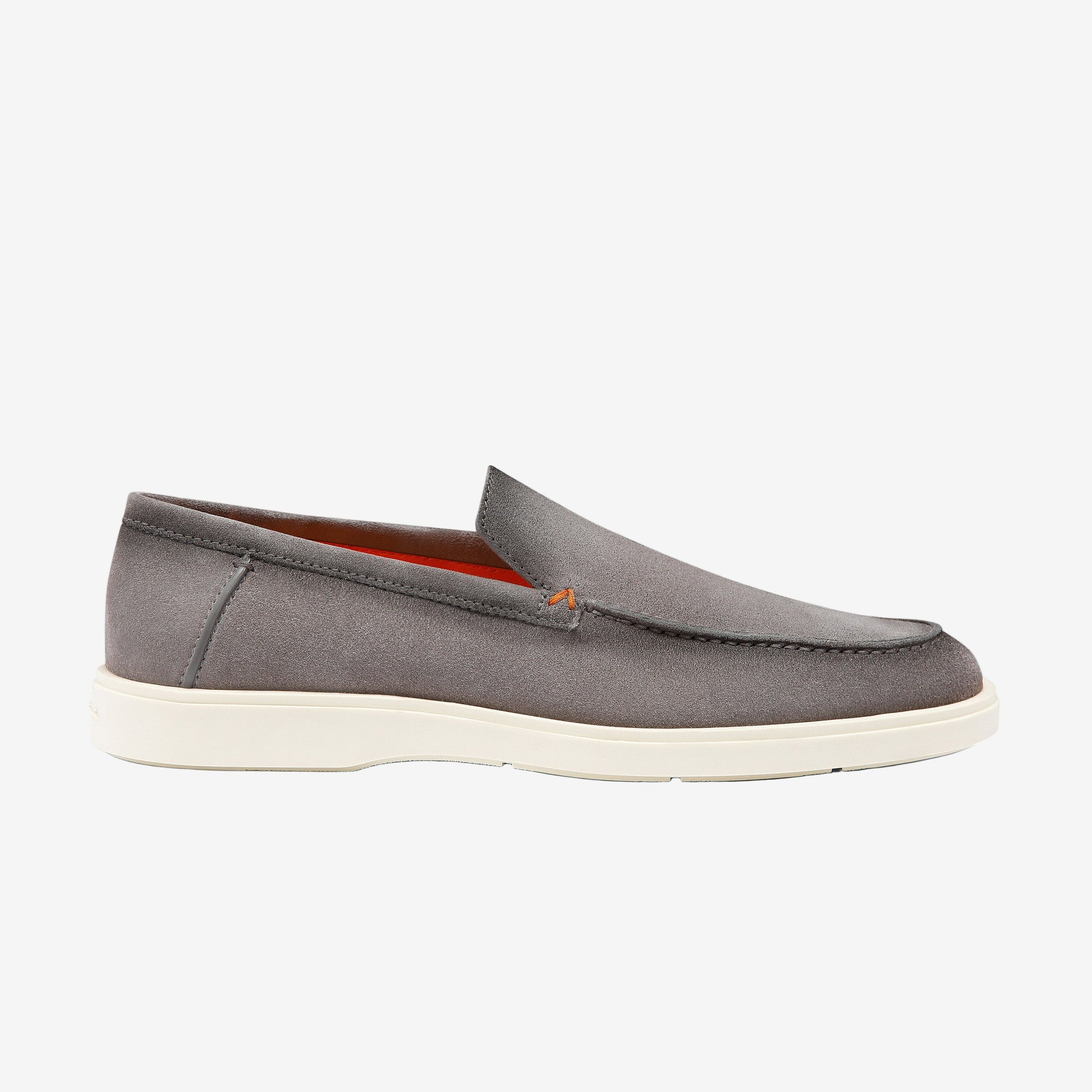 Santoni Light Gray Suede Loafers
