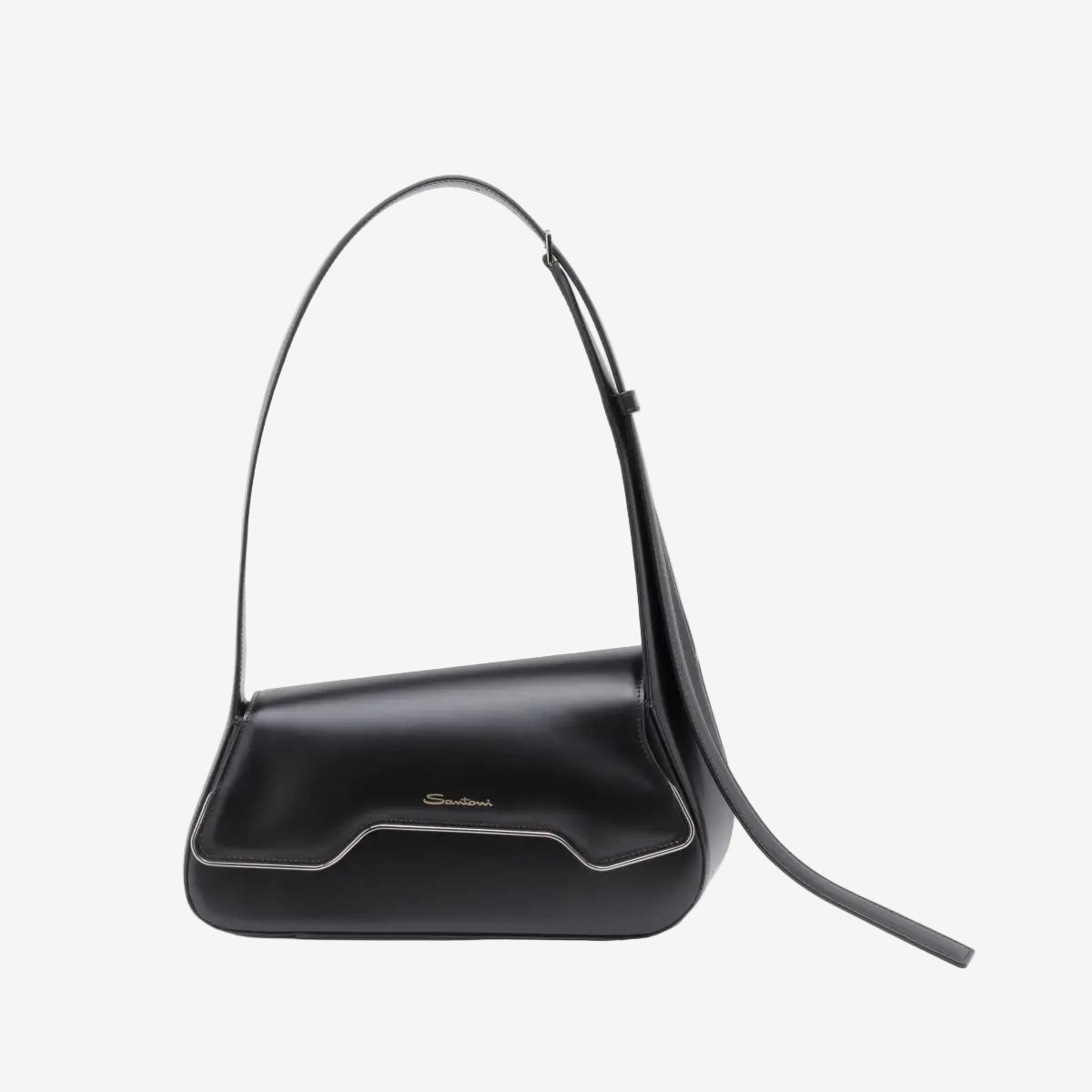Santoni Woman Black Leather Pluto Bag