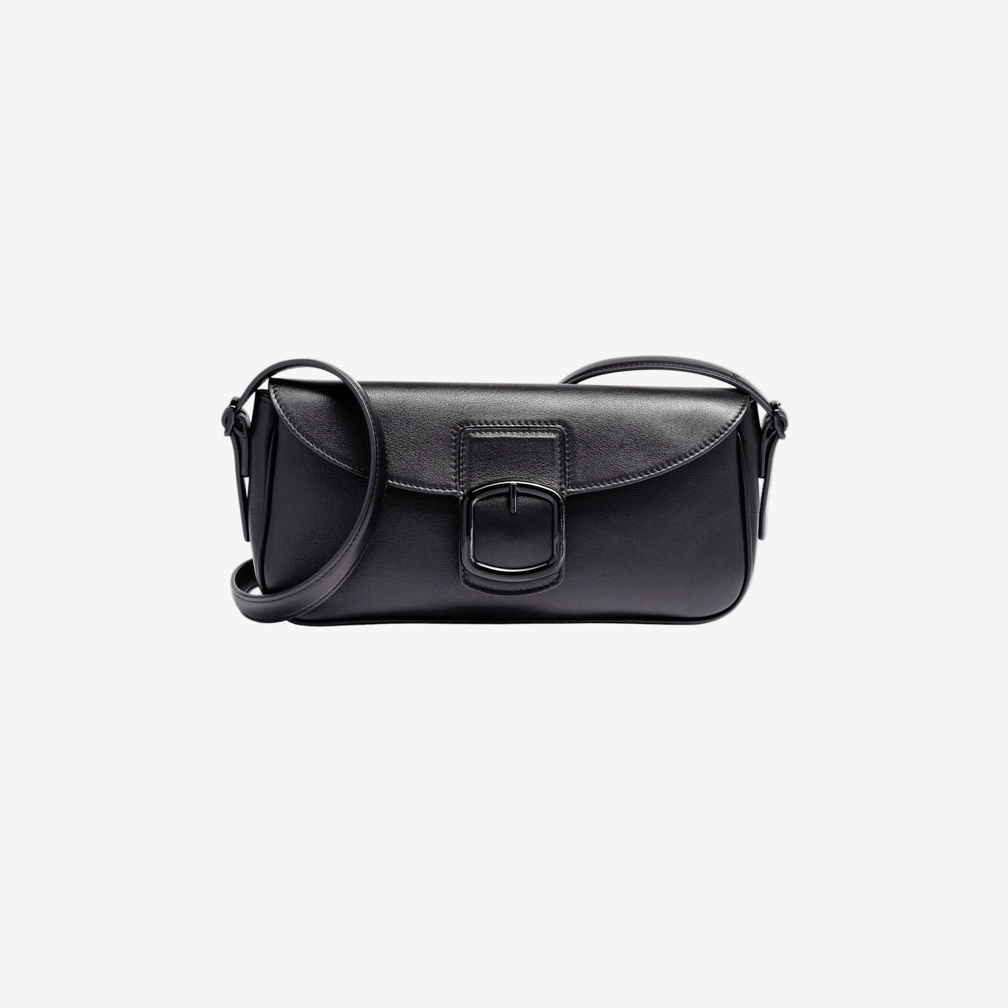 Santoni Black leather shoulder bag
